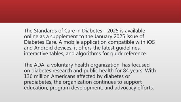 ADA Releases 2025 Standards of Care for Diabetes | PPTX