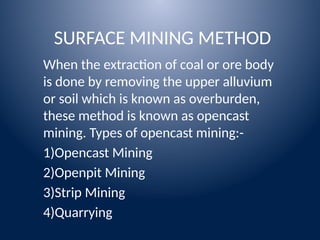 adarsh.pptx about mining and mine surveying | PPTX