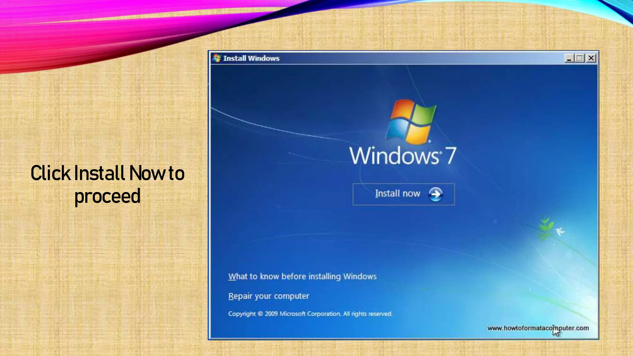 How to format system windows 7 ,10,12,15,or any os .pptx