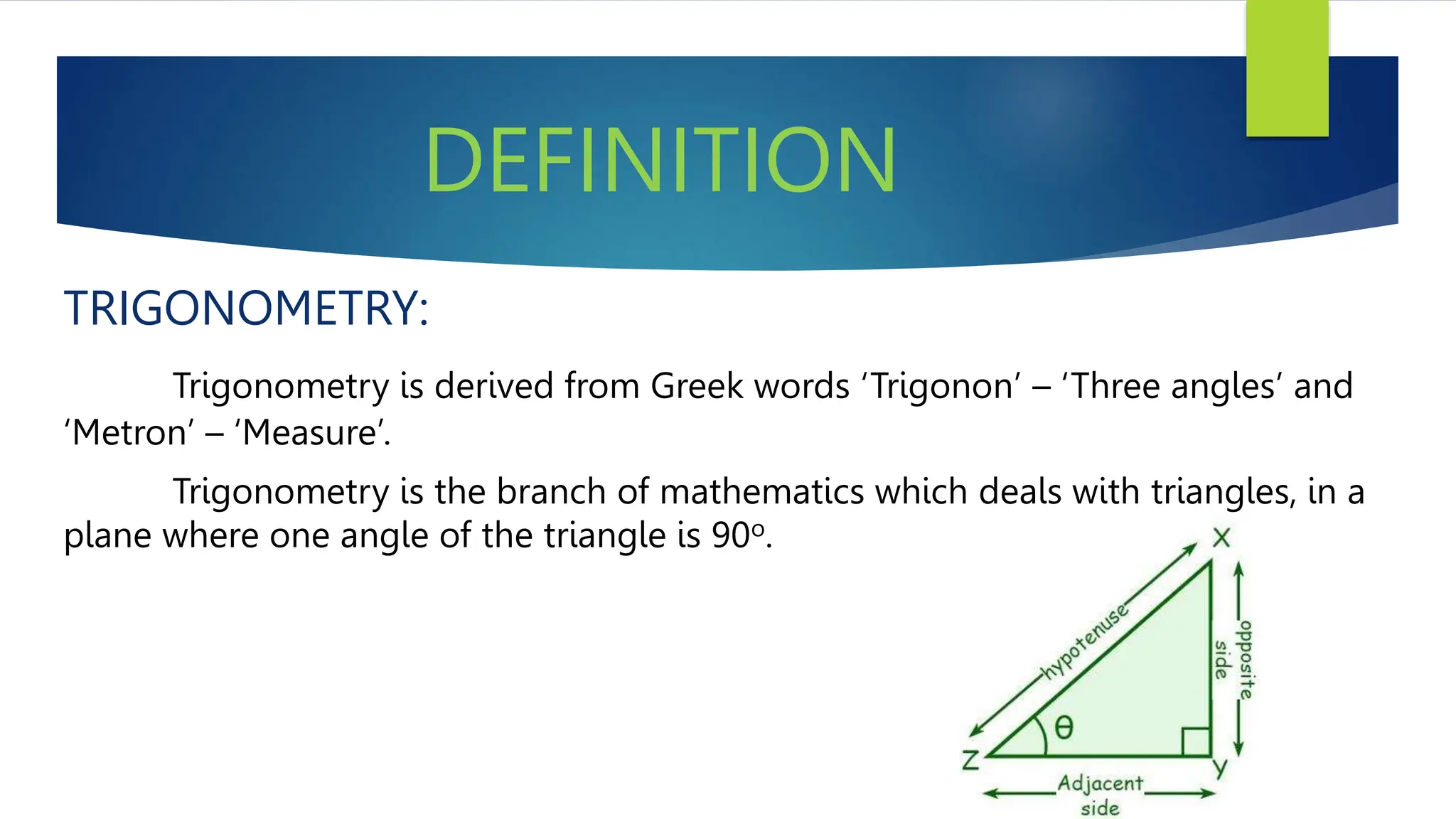 ADARSH TRIGNOMETRY 2. Introduction to trigonometry | PPTX
