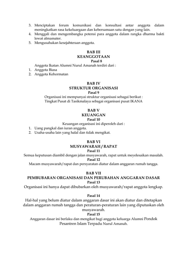 Contoh AD ART Ikatan ALumni | PDF