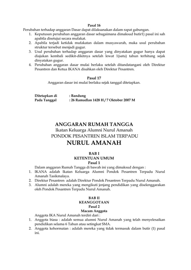 Contoh AD ART Ikatan ALumni | PDF
