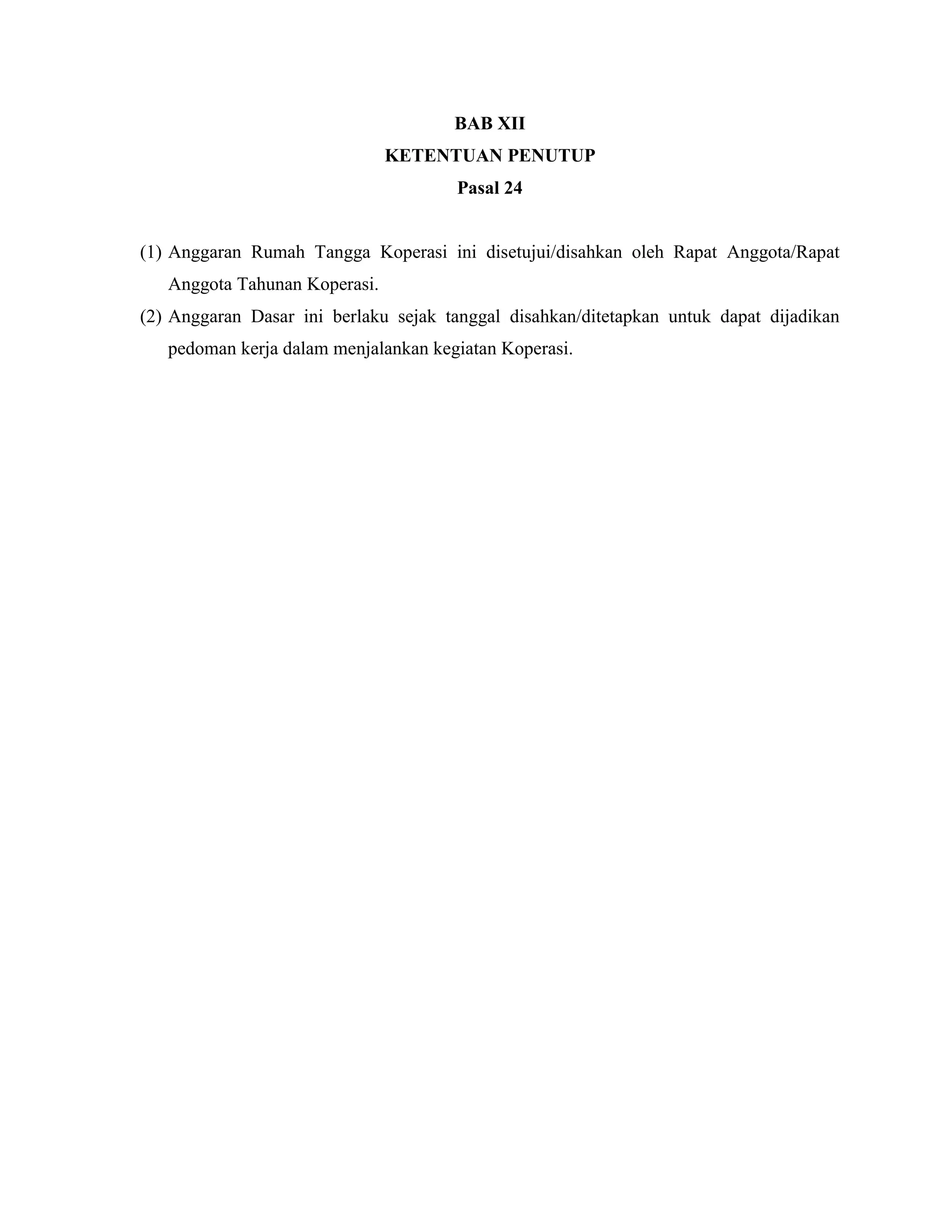 AD/ART Koperasi Kompas | DOCX