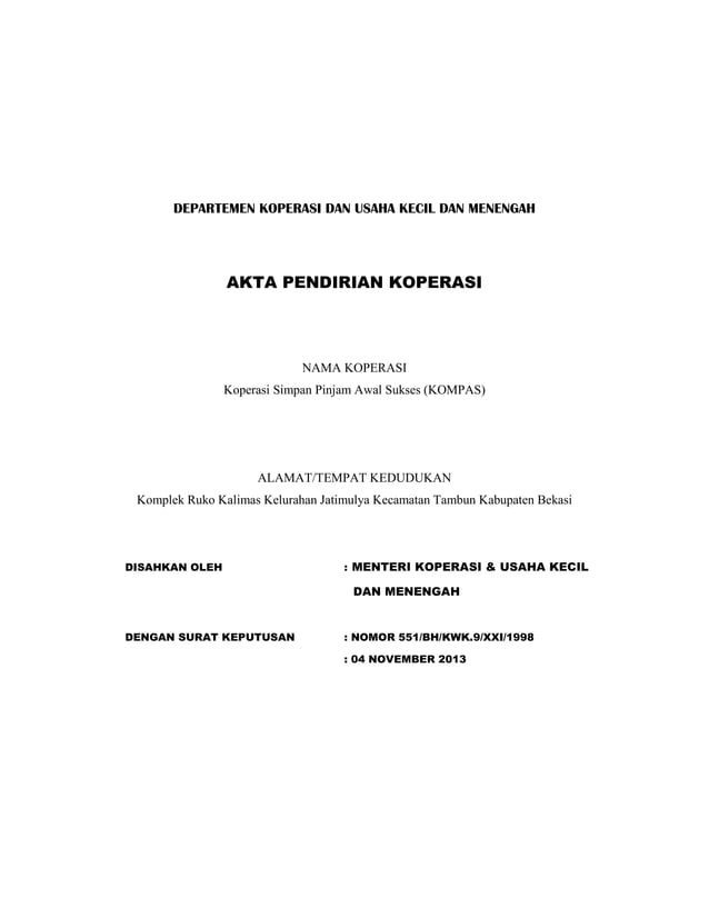 AD/ART Koperasi Kompas | DOCX