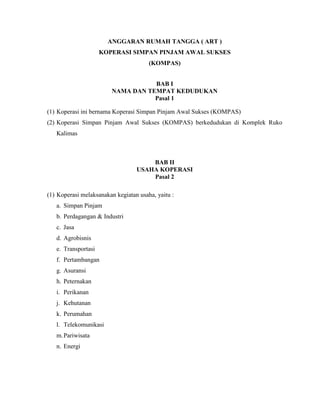 AD/ART Koperasi Kompas | DOCX