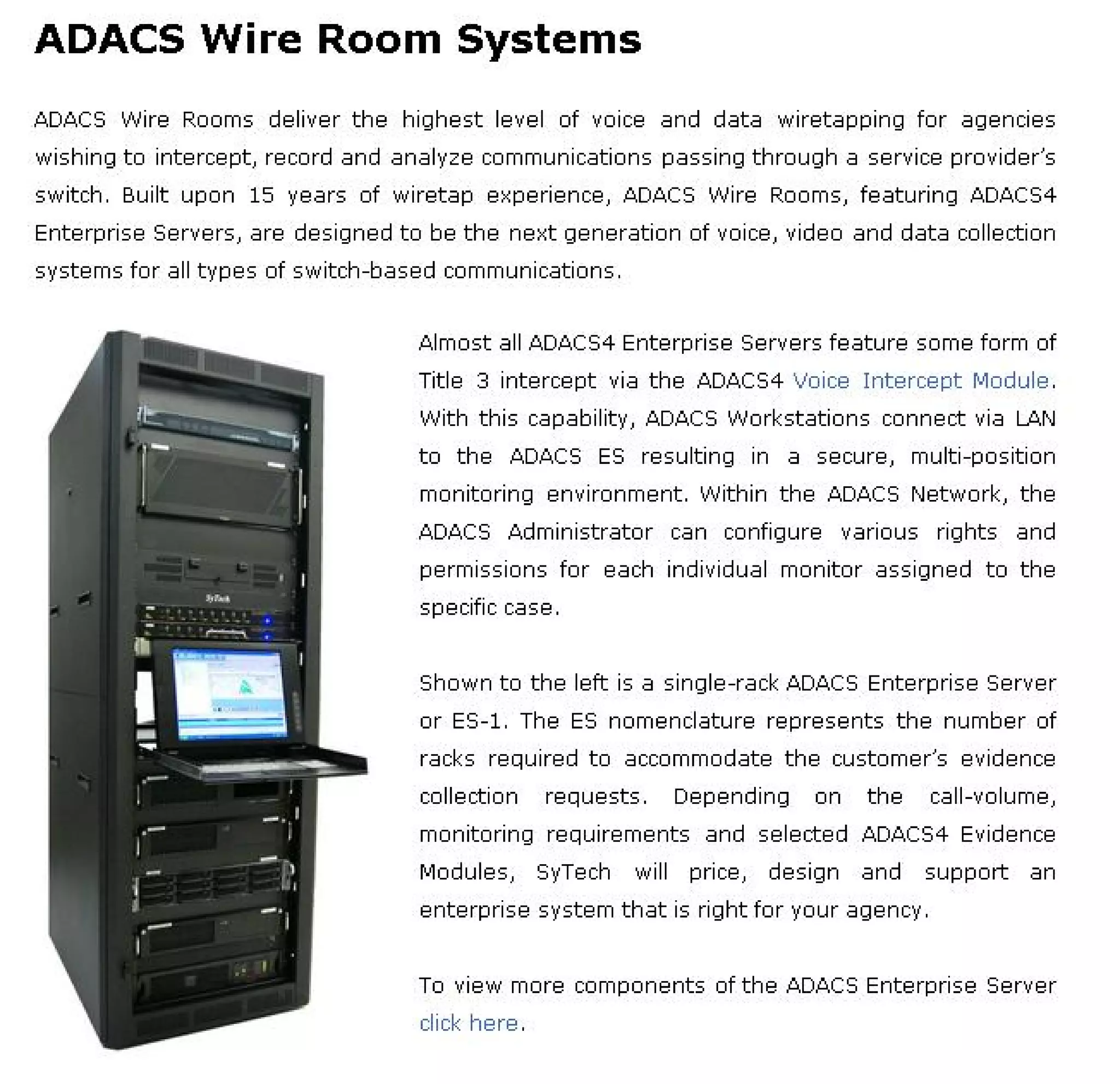ADACS Wire Room Systems | PPT | Free Download