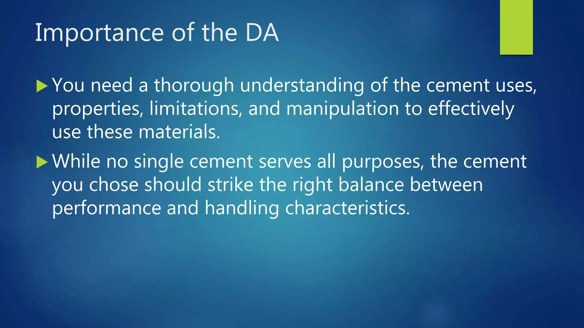ADA Seal of Acceptance - Dental Cements- Key Terms, Uses | PPTX