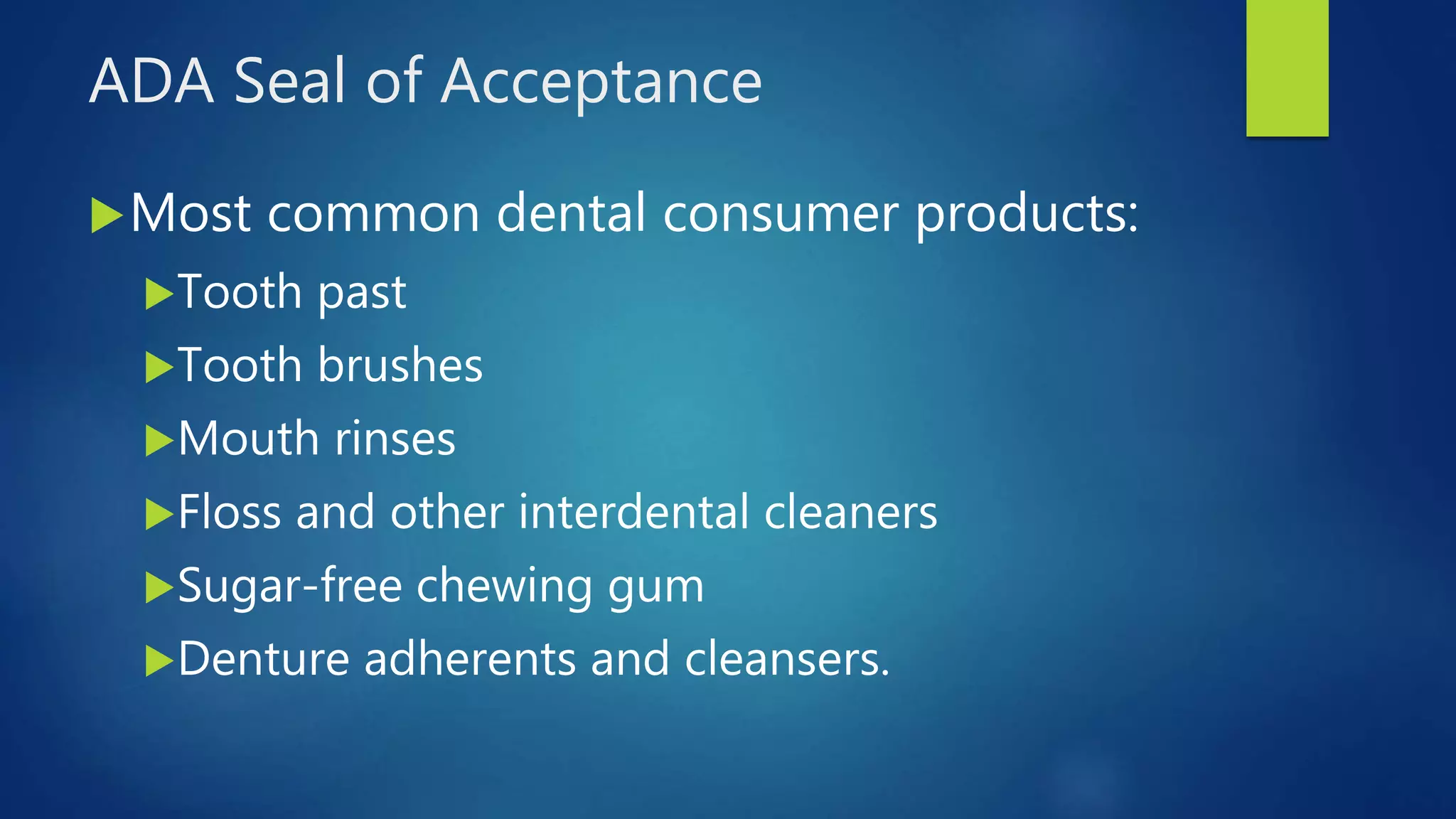 ADA Seal of Acceptance - Dental Cements- Key Terms, Uses | PPTX