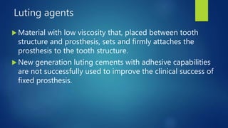 ADA Seal of Acceptance - Dental Cements- Key Terms, Uses | PPTX