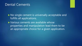 ADA Seal of Acceptance - Dental Cements- Key Terms, Uses | PPTX