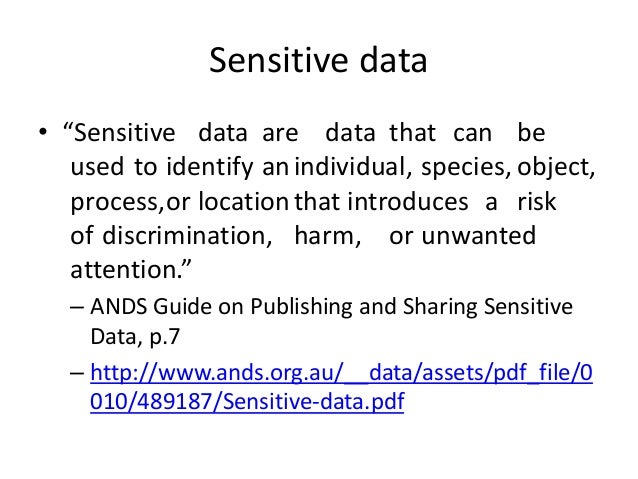 Managing Sensitive Data At The Australian Data Archive