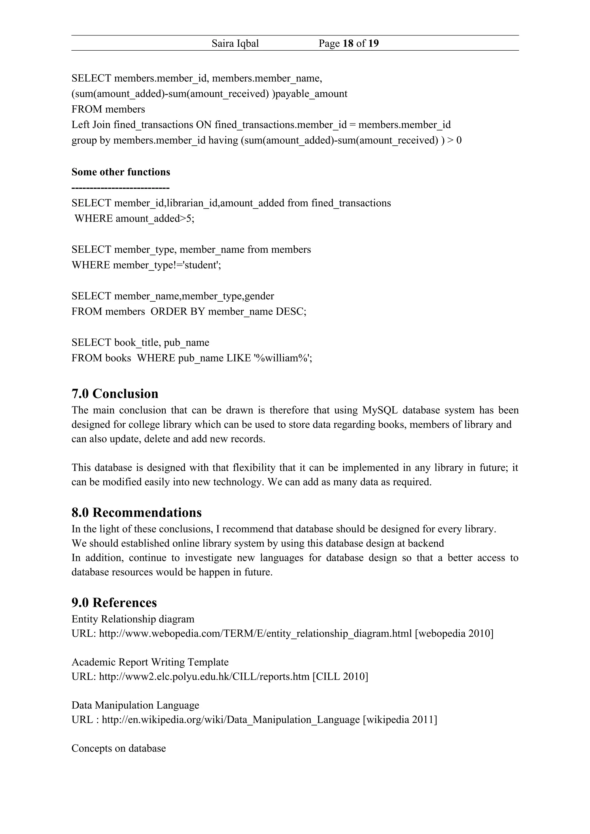 A database design_report_for_college_library final | DOC