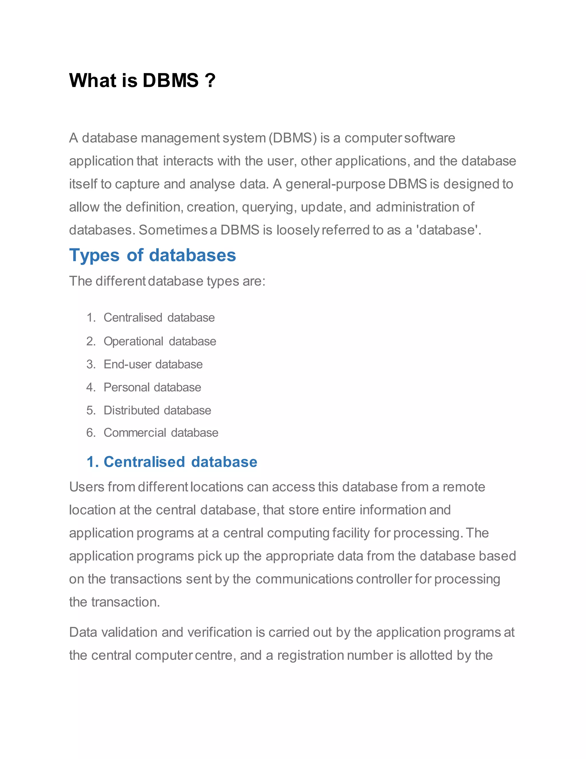 A database management system | DOCX