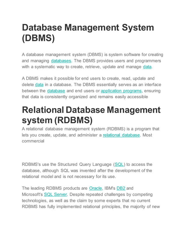 A database management system | DOCX