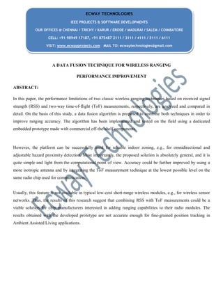 A data fusion technique for wireless ranging performance improvement | PDF