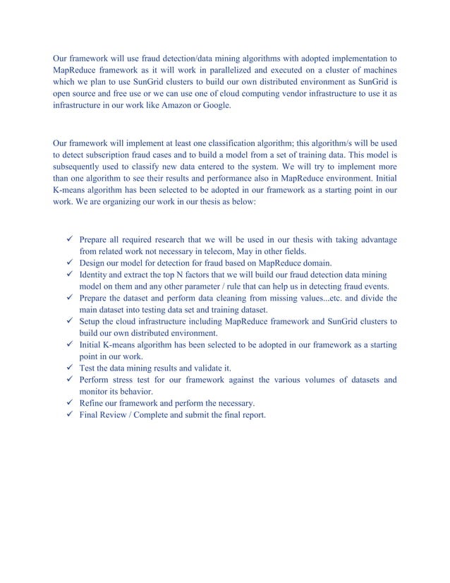 A data mining framework for fraud detection in telecom based on MapReduce (Proposal) | DOCX ...