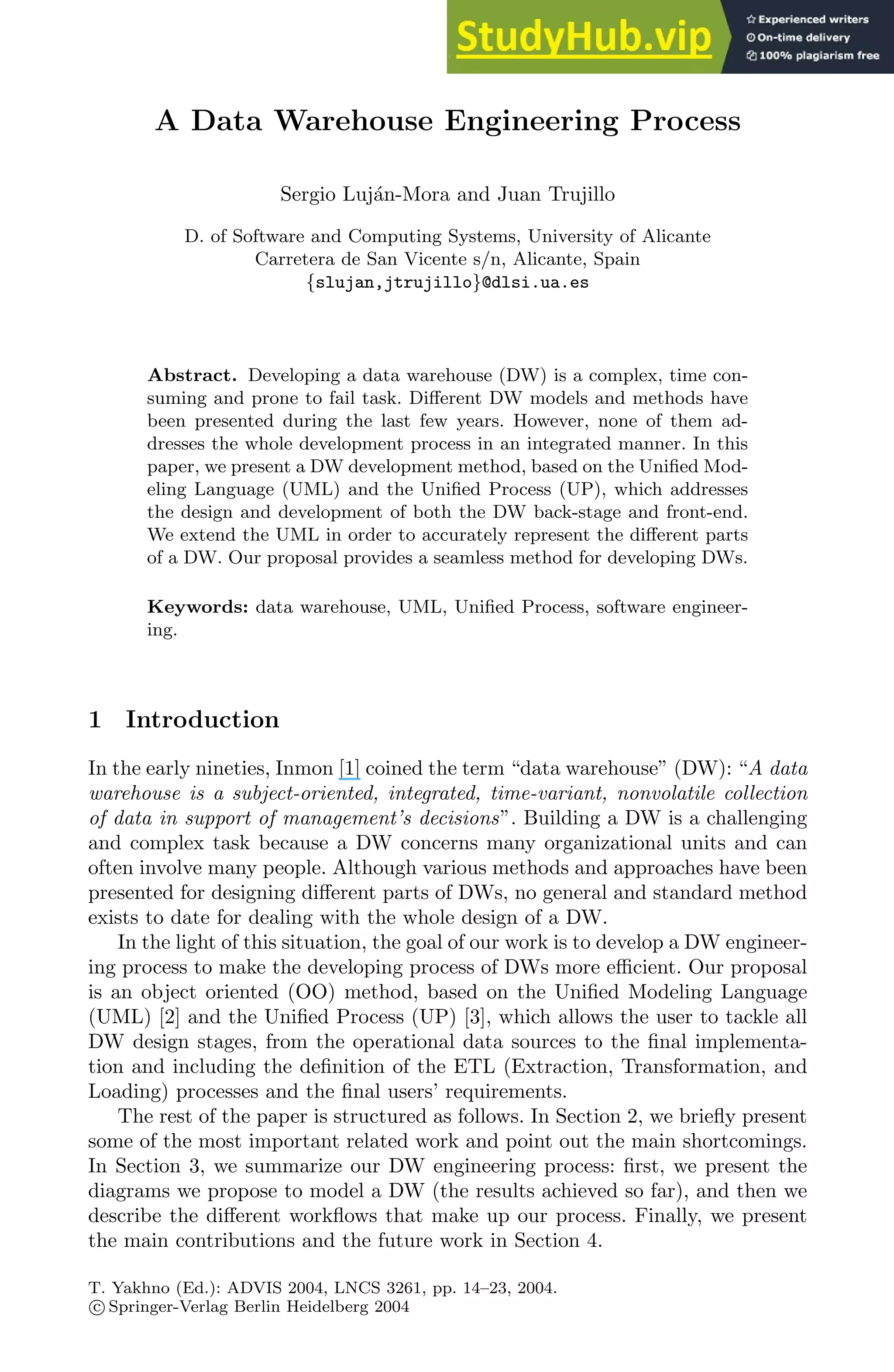 A Data Warehouse Engineering Process | PDF