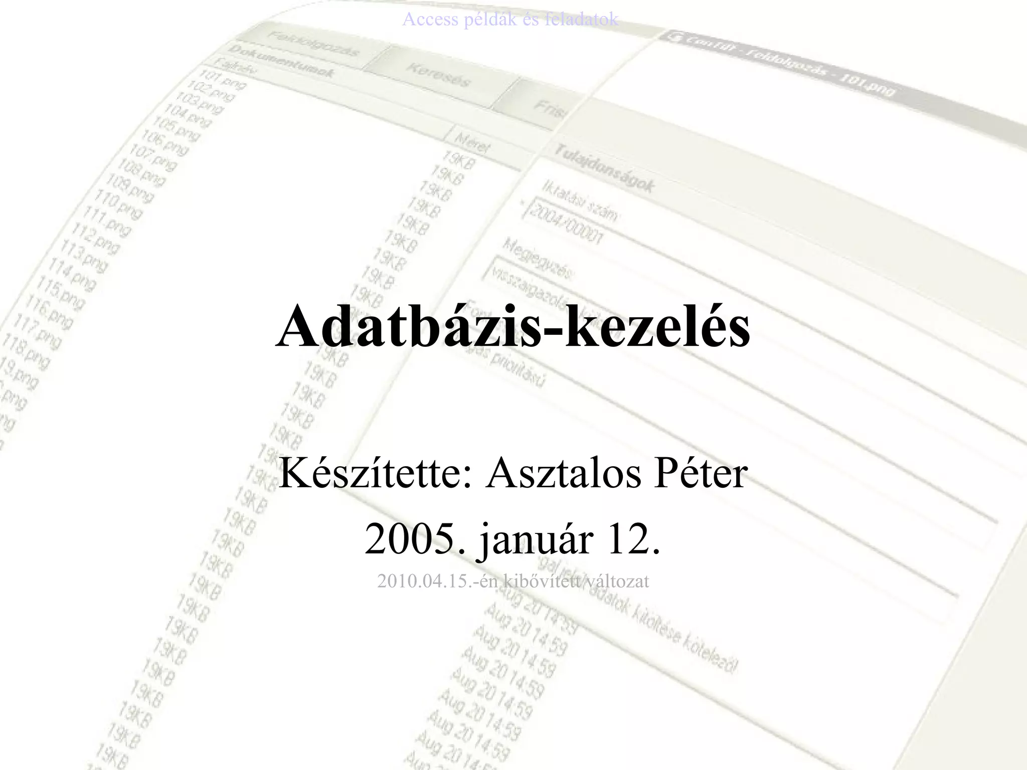 Adatbaziskezeles | PPS