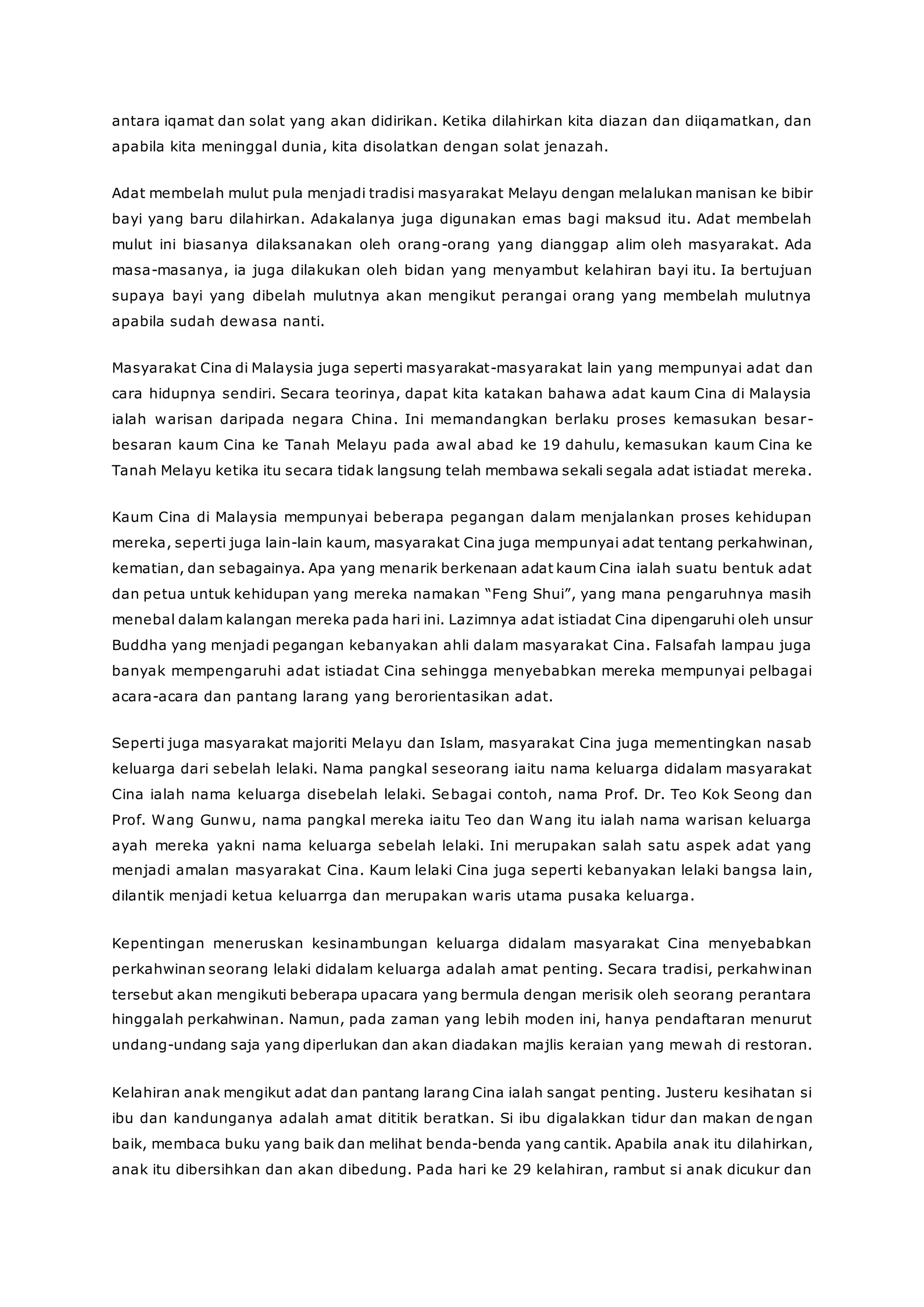 Adat dalam masyarakat malaysia dan | DOCX