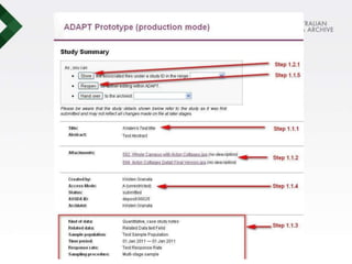 Steven McEachern - ADA, DDI (metadata standard) and the Data Lifecycle | PPT
