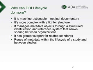 Steven McEachern - ADA, DDI (metadata standard) and the Data Lifecycle | PPT