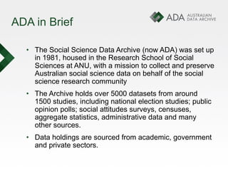 ADA, DDI and the data lifecycle - Steve McEachern - 7 April 2017 | PPT