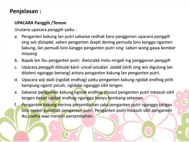 materi penjelasan adat mantu (bahasa jawa) | PDF