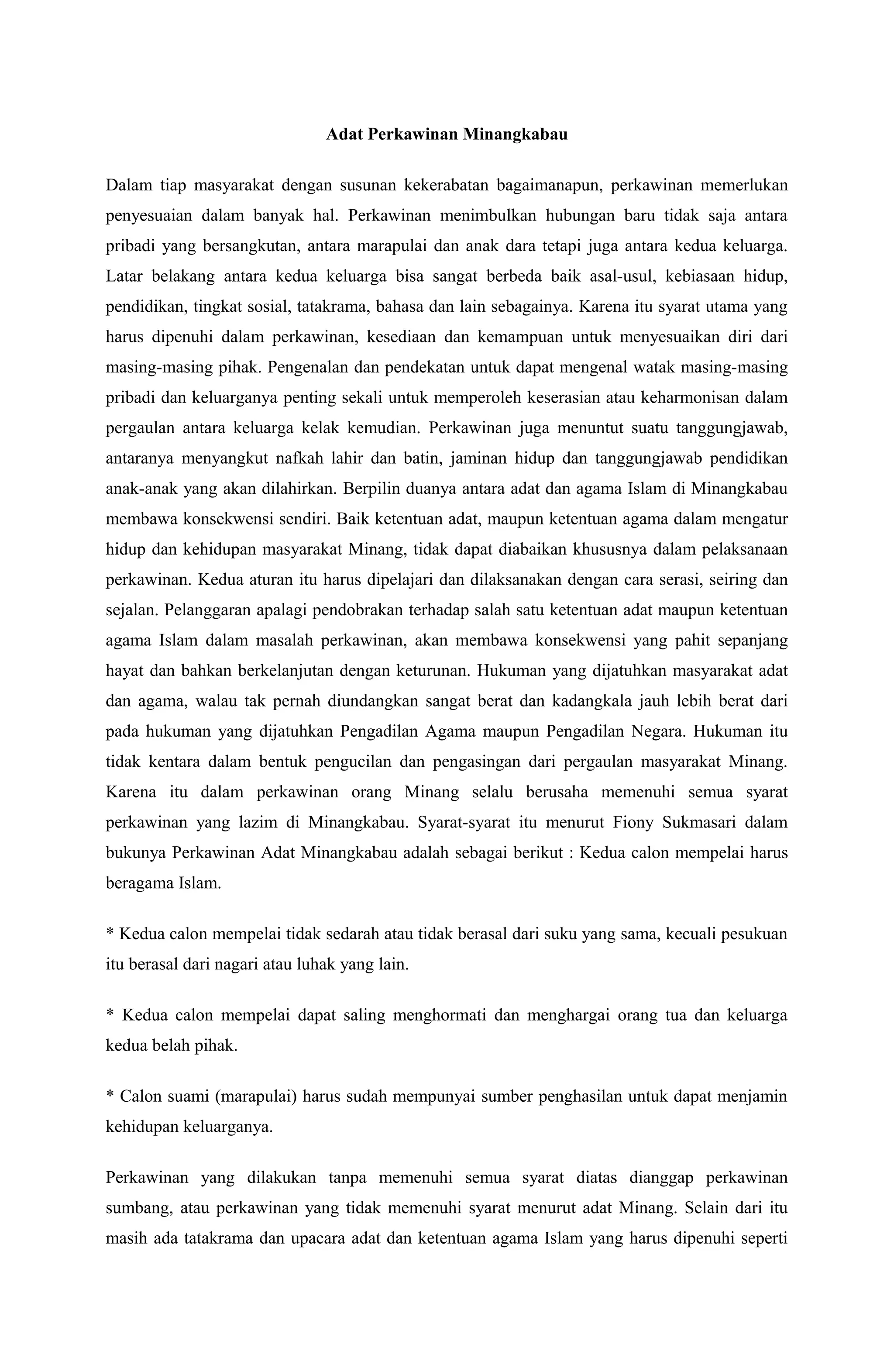 Adat perkawinan minangkabau | PDF