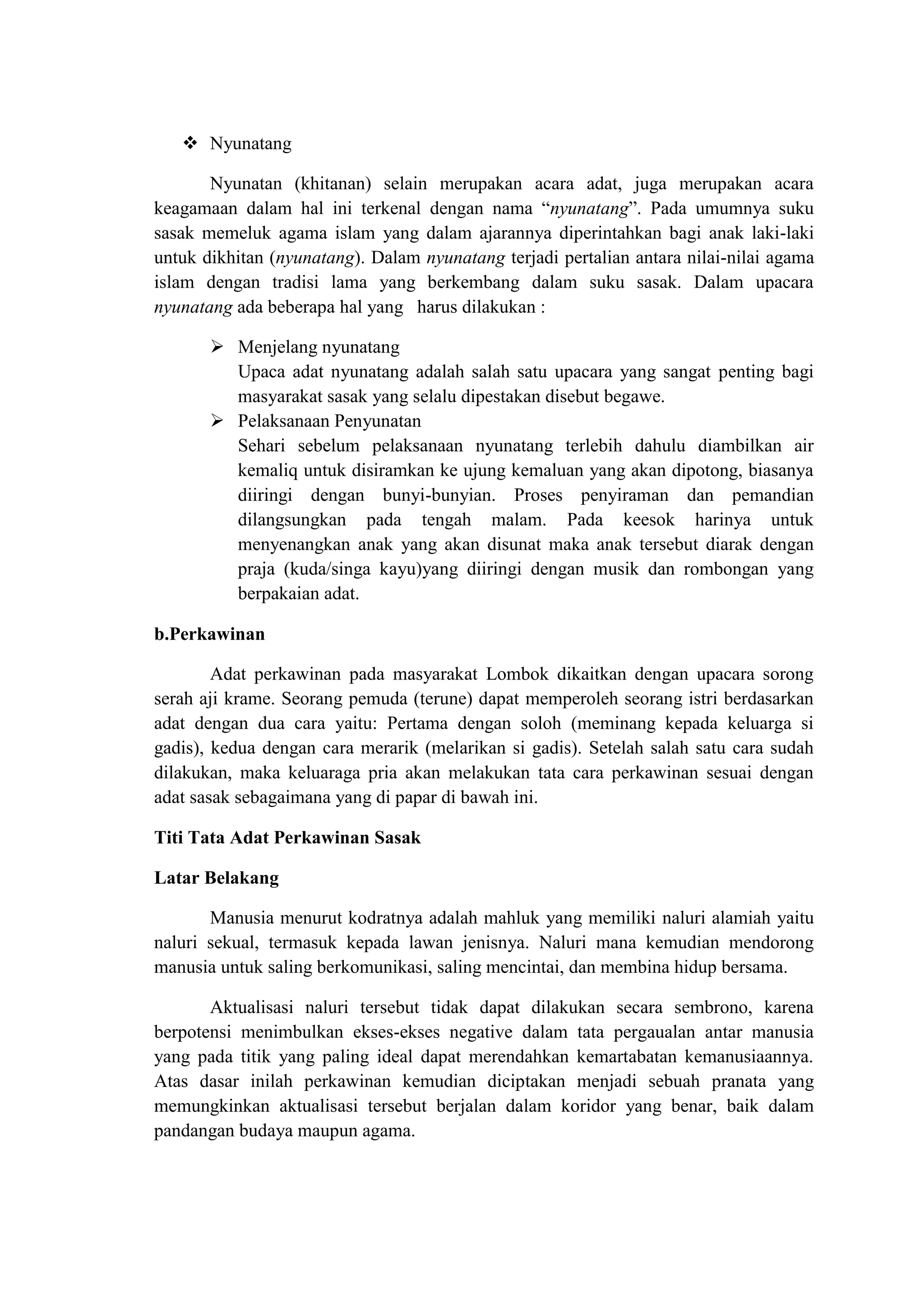 Adat perkawinan sasak | DOCX