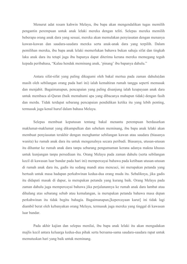 Adat resam perkahwinan melayu malaysia | DOCX