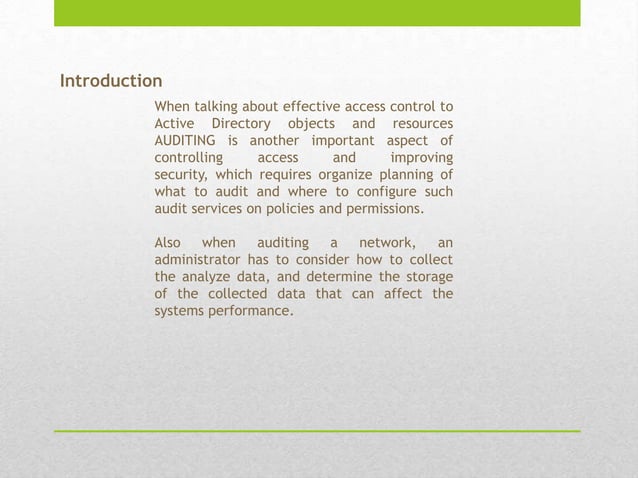 Active Directory Auditing | PPTX | Operating Systems | Computer Software and Applications