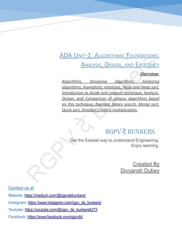 ADA Unit-1 Algorithmic Foundations Analysis, Design, and Efficiency.pdf