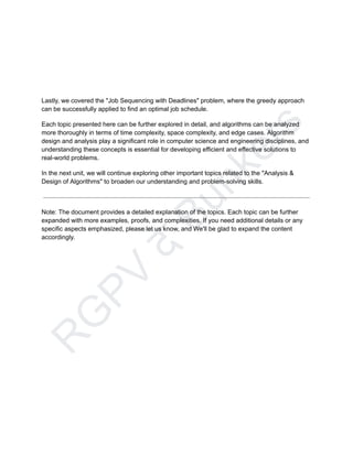 ADA Unit — 2 Greedy Strategy and Examples | RGPV De Bunkers | PDF