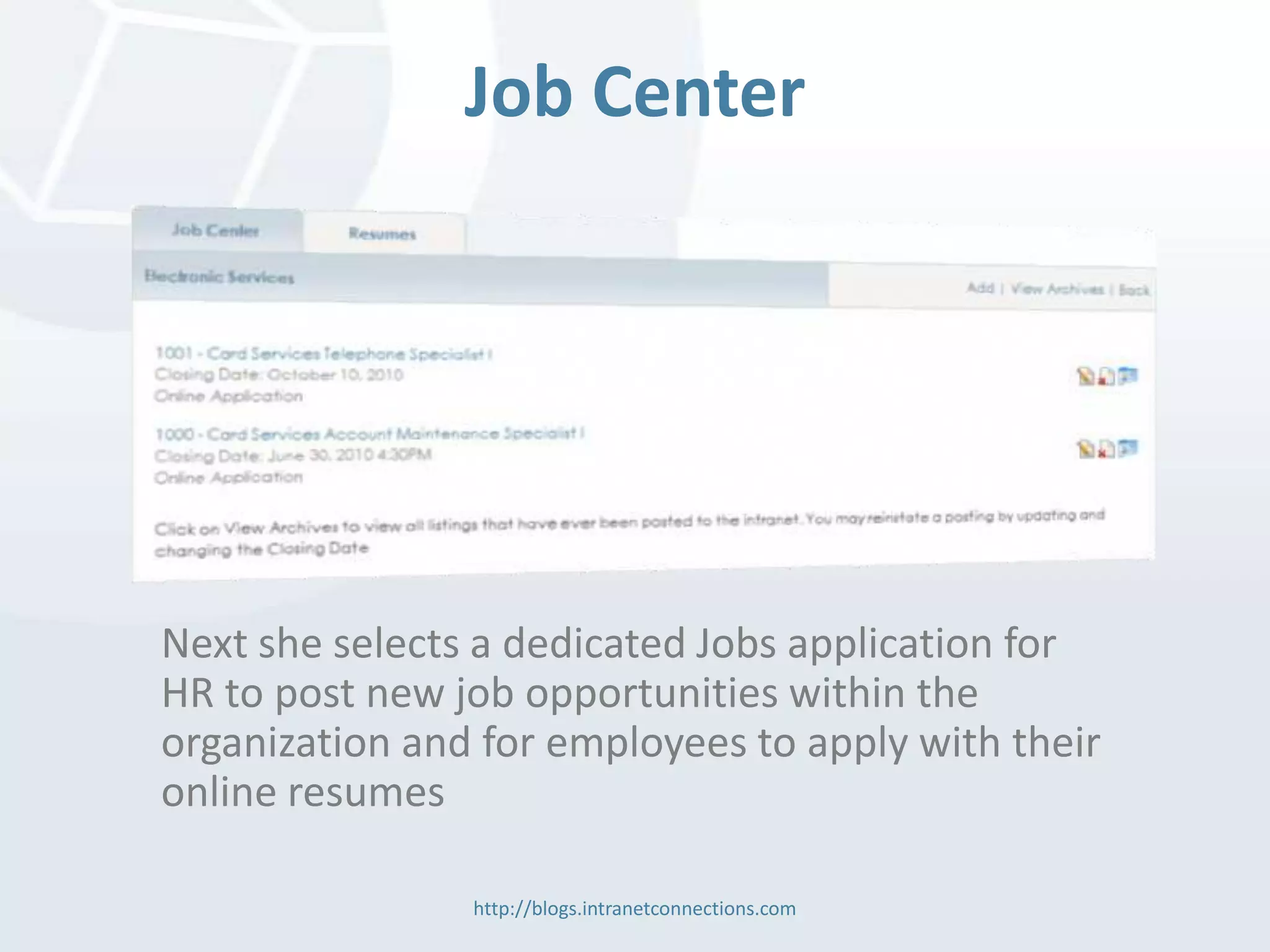 A Day in the Life of an Intranet: Eva Collins - HR Administrator | PPT