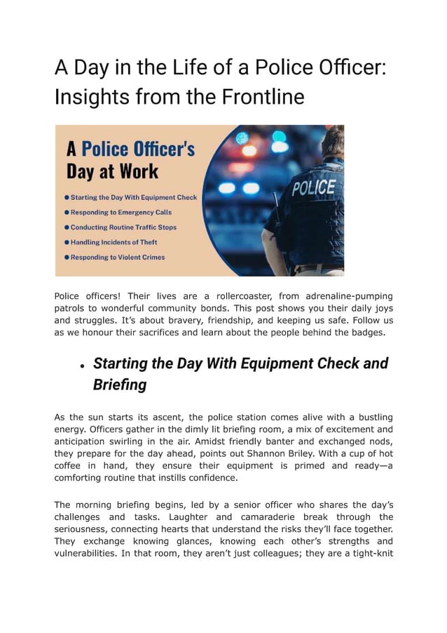 A Day in the Life of a Police Officer | PDF