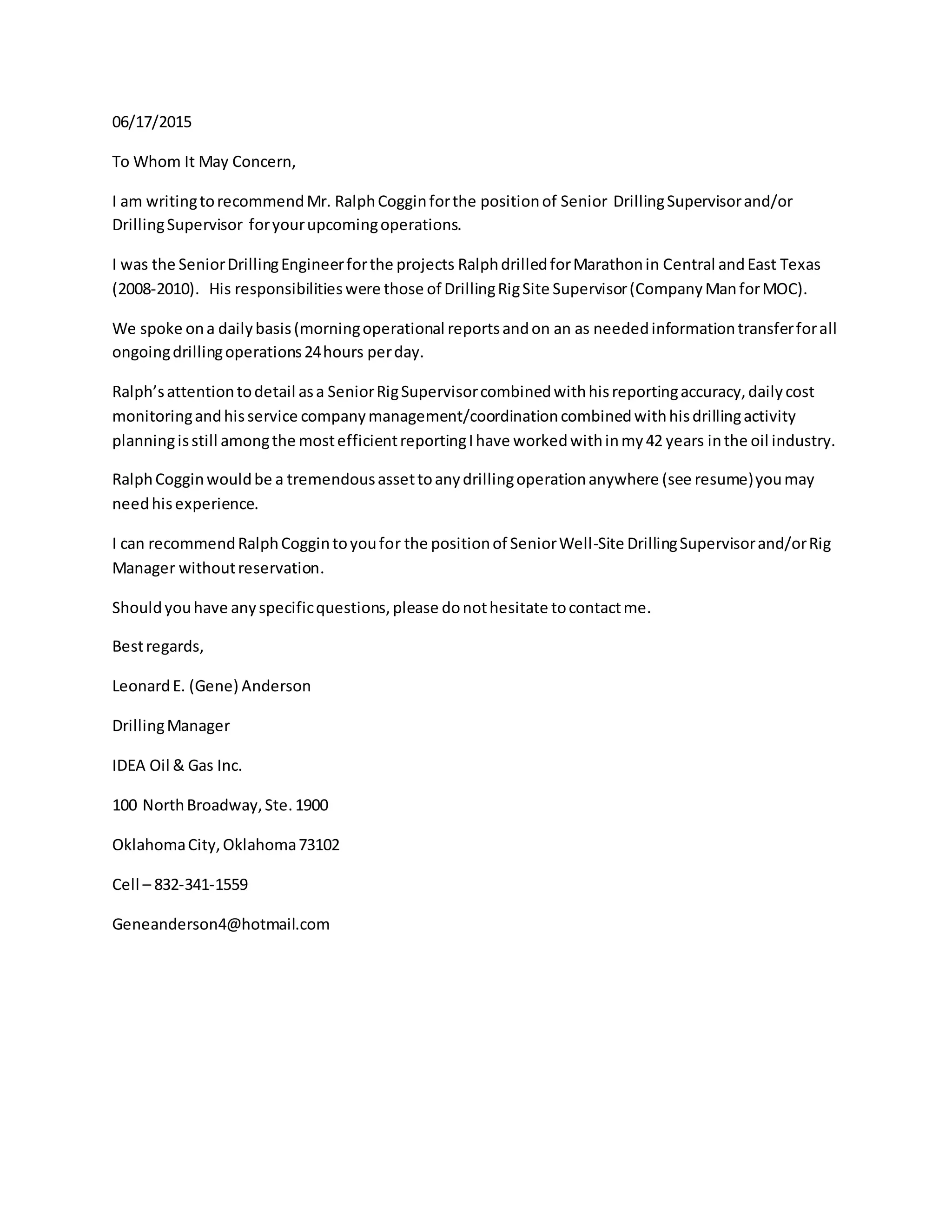 Gene Recomendation Letter | DOCX