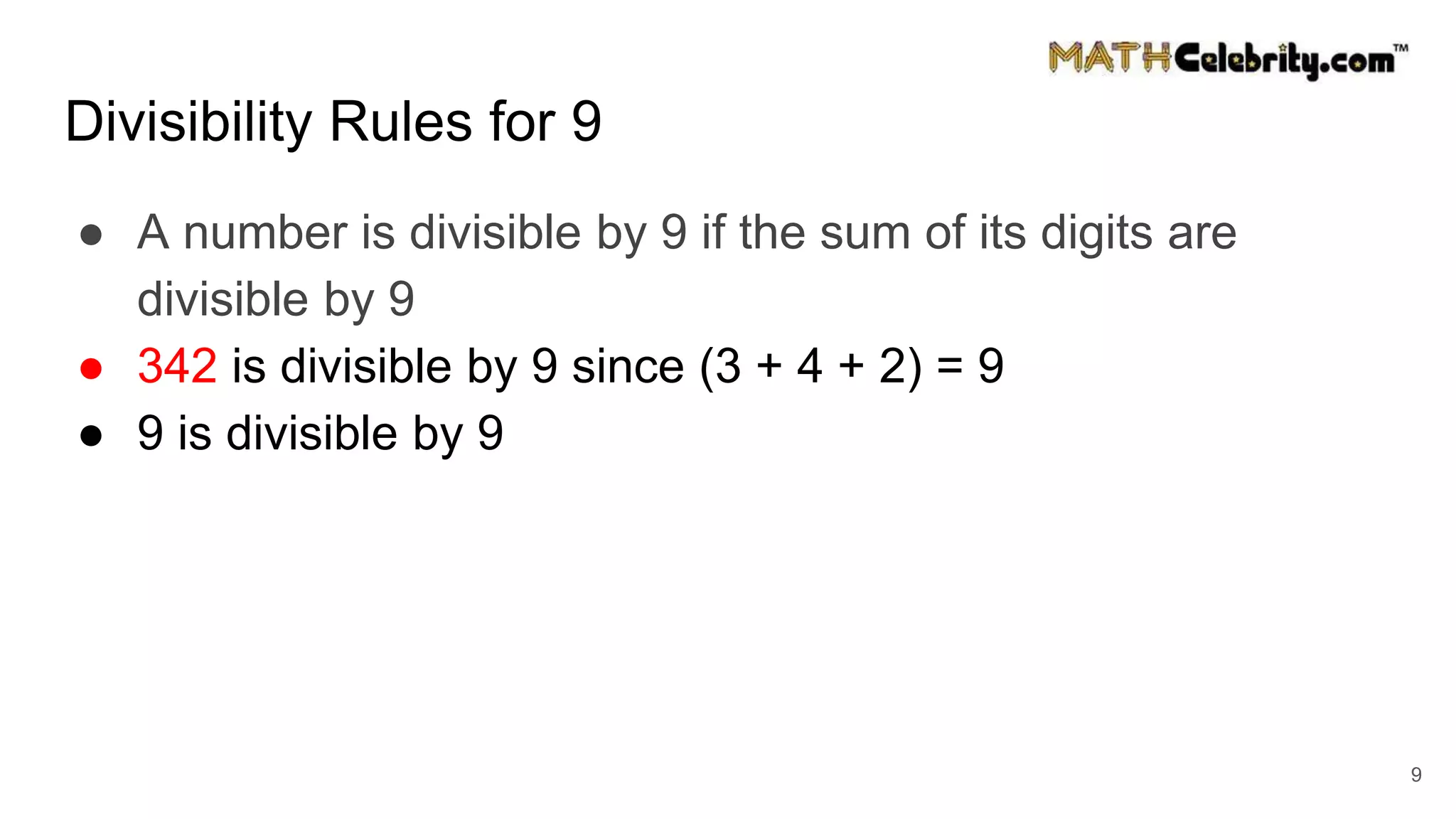 Divisibility Rules for 2-11 | PPTX