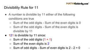 Divisibility Rules for 2-11 | PPTX