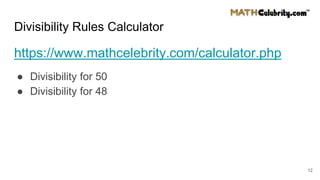 Divisibility Rules for 2-11 | PPTX