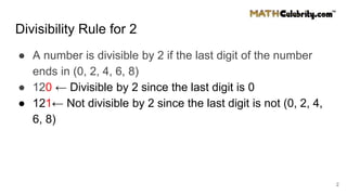 Divisibility Rules for 2-11 | PPTX