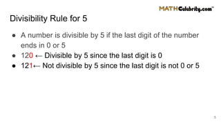 Divisibility Rules for 2-11 | PPTX