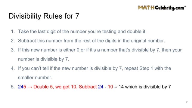 Divisibility Rules for 2-11 | PPTX