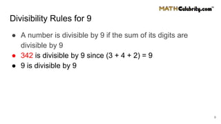 Divisibility Rules for 2-11 | PPTX