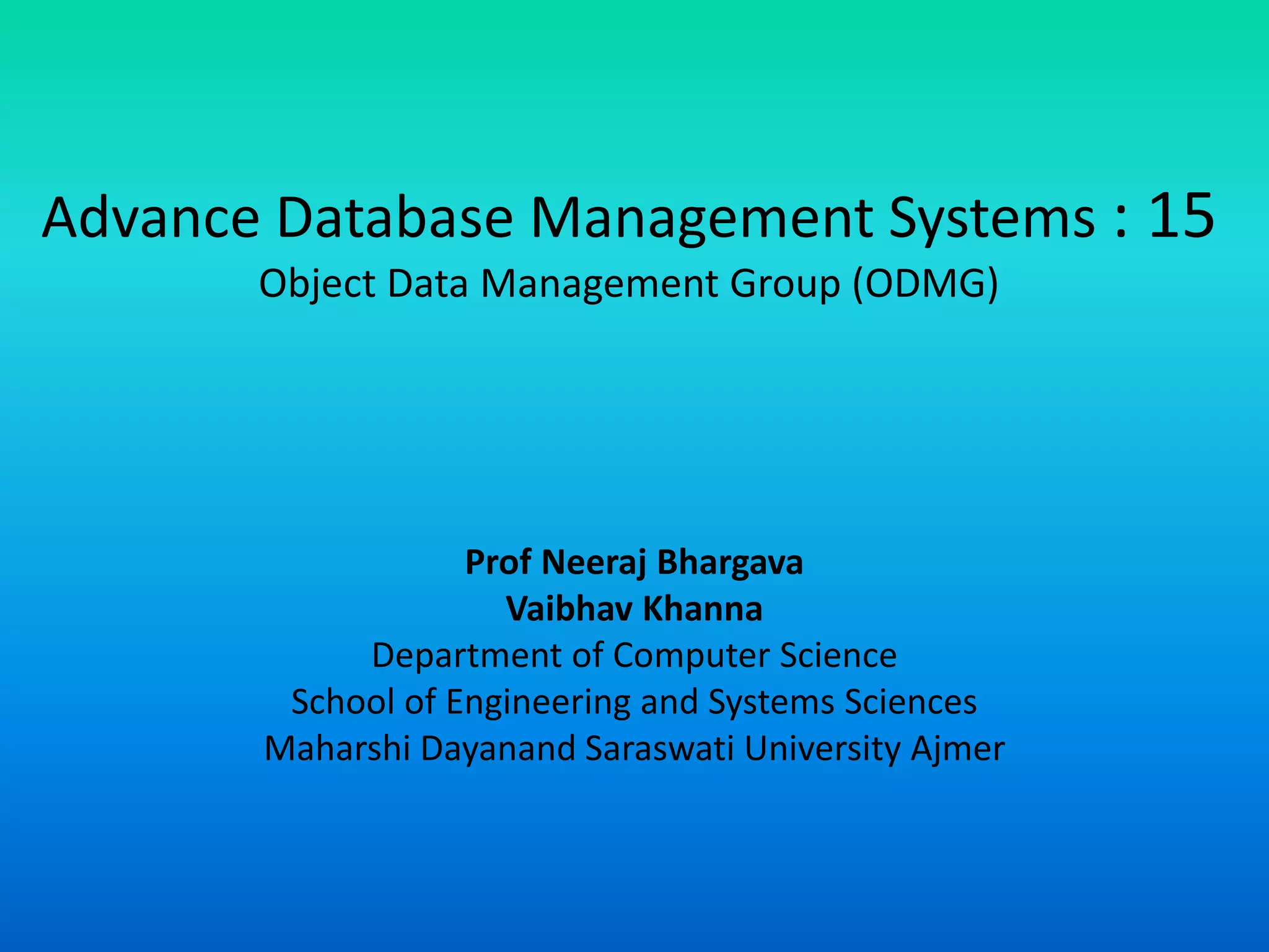 Adbms 15 object data management group | PPTX