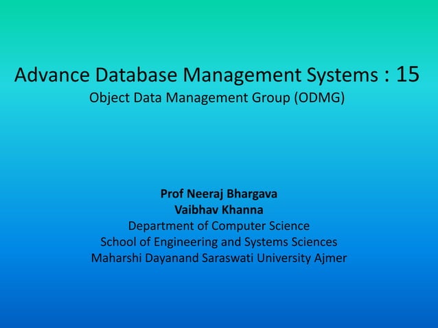 Adbms 15 object data management group | PPTX