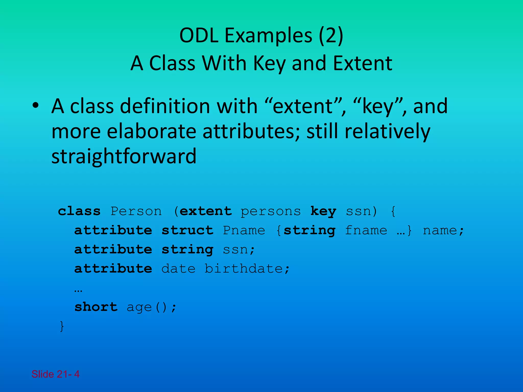 Adbms 16 Object Definition Language Pptx Databases Computer Software And Applications