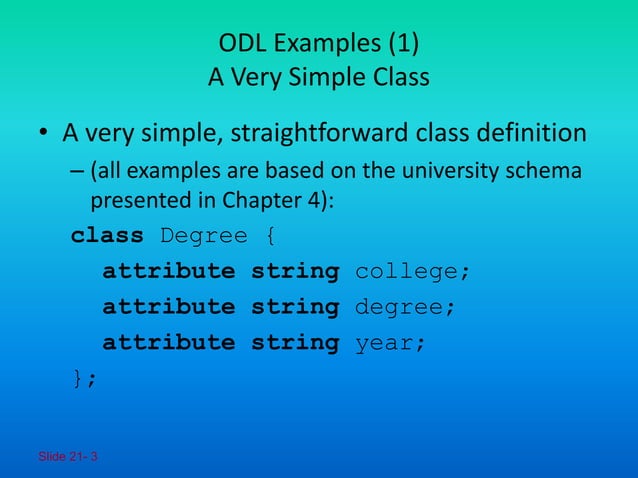 Adbms 16 object definition language | PPTX | Databases | Computer Software and Applications