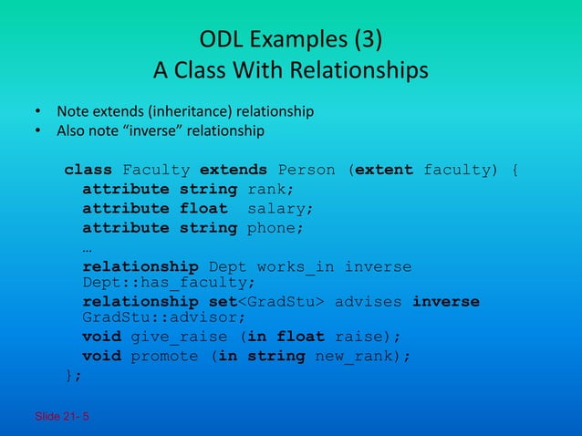Adbms 16 object definition language | PPTX | Databases | Computer Software and Applications