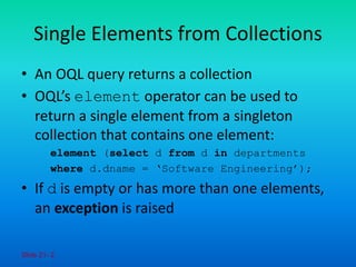 Adbms 18 oql collections and aggregates | PPTX