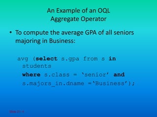 Adbms 18 oql collections and aggregates | PPTX